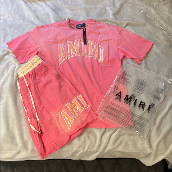 AMIRI | Shirts | Amiri Pink Logo Tshirt And Shorts Set | Poshmark